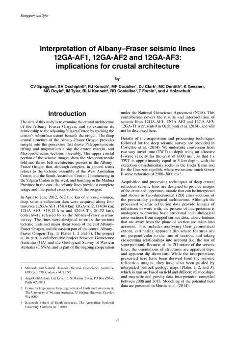 Interpretation of Albany--Fraser seismic lines 12GA-AF1, 12GA-AF2 and ...