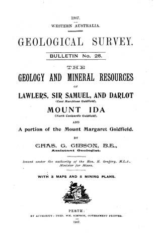 Geological sketch map of Lawlers, east Murchison Gold Field