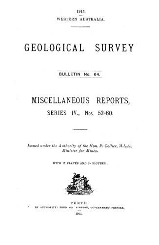 Miscellaneous Reports, Series IV, Nos. 52--60